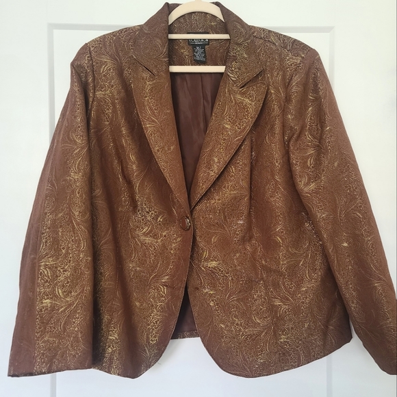 NY Collection | Jackets & Coats | Ny Collection Blazer Brown With Gold ...